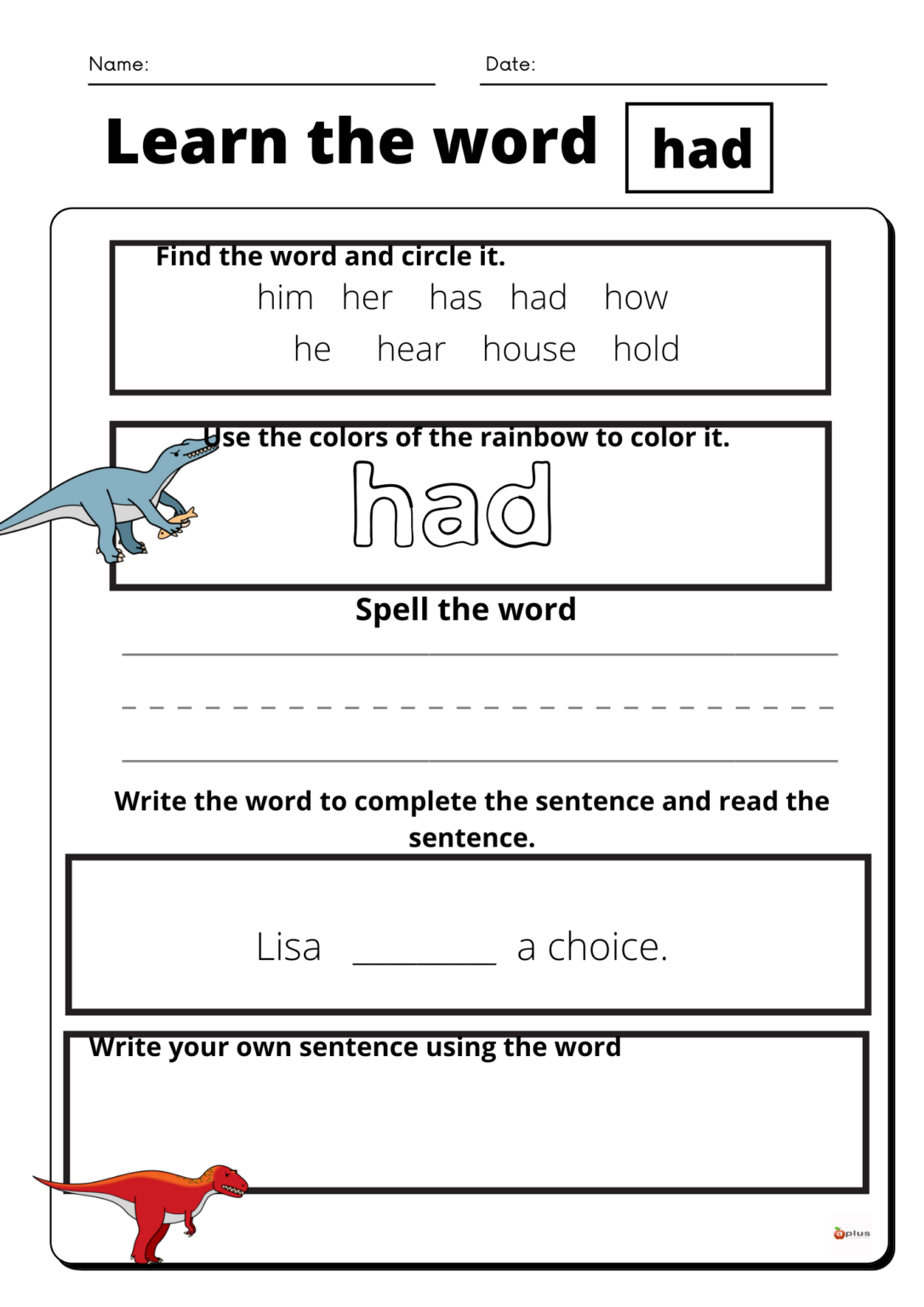 Sight Words Activity Worksheets Dinosaur Theme | Made By Teachers