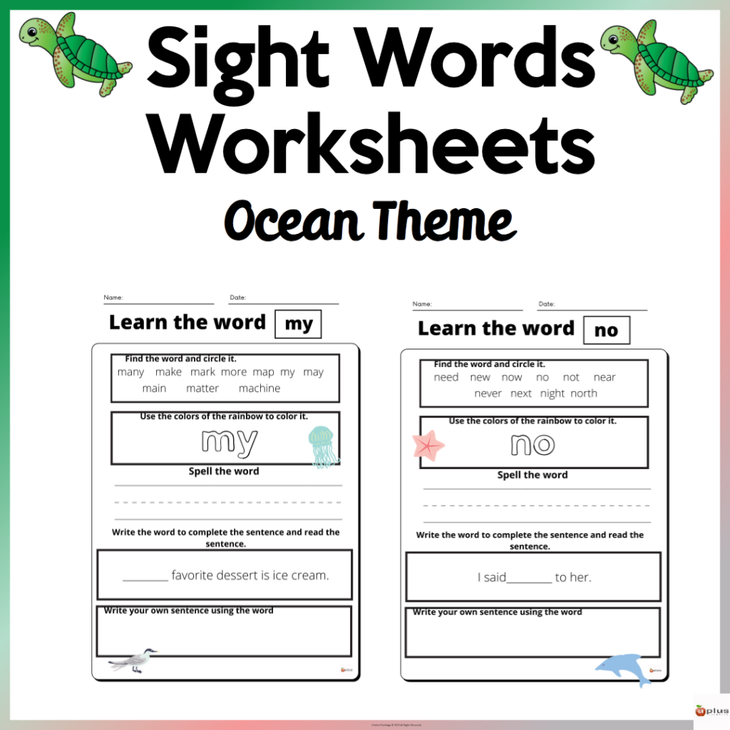 Sight Words Worksheets Ocean Theme | Made By Teachers