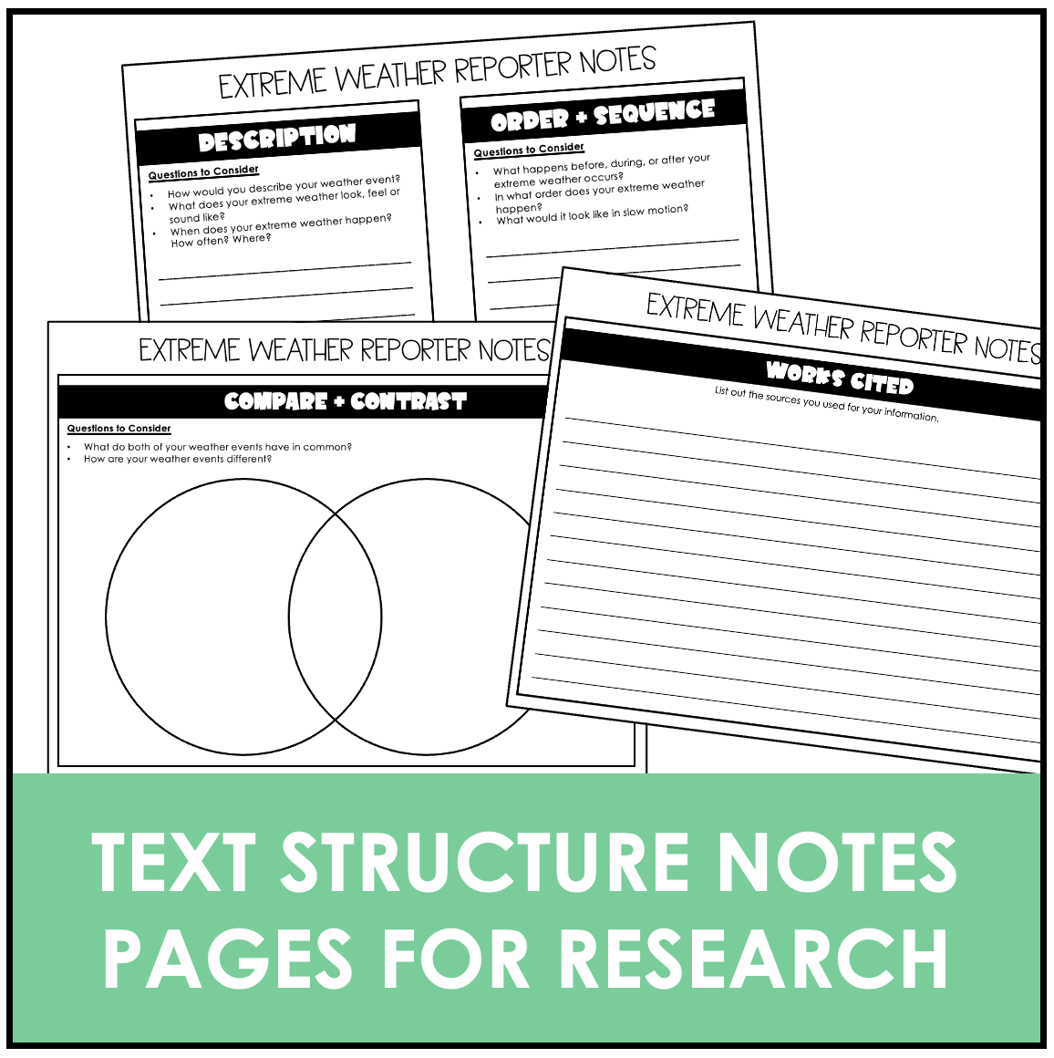 Extreme Weather Research Foldable: Text Structure 3rd, 4th, 5th Grade ...