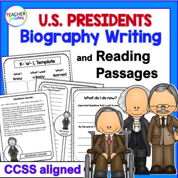 U.S. PRESIDENTS DAY Biography Writing Project & READING PASSAGES | Made ...