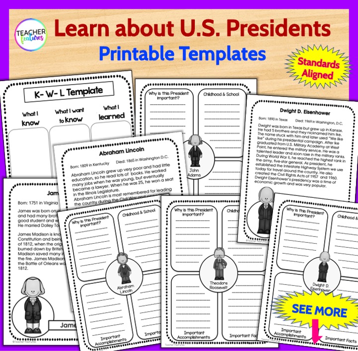 U.S. PRESIDENTS DAY Biography Writing Project & READING PASSAGES | Made ...