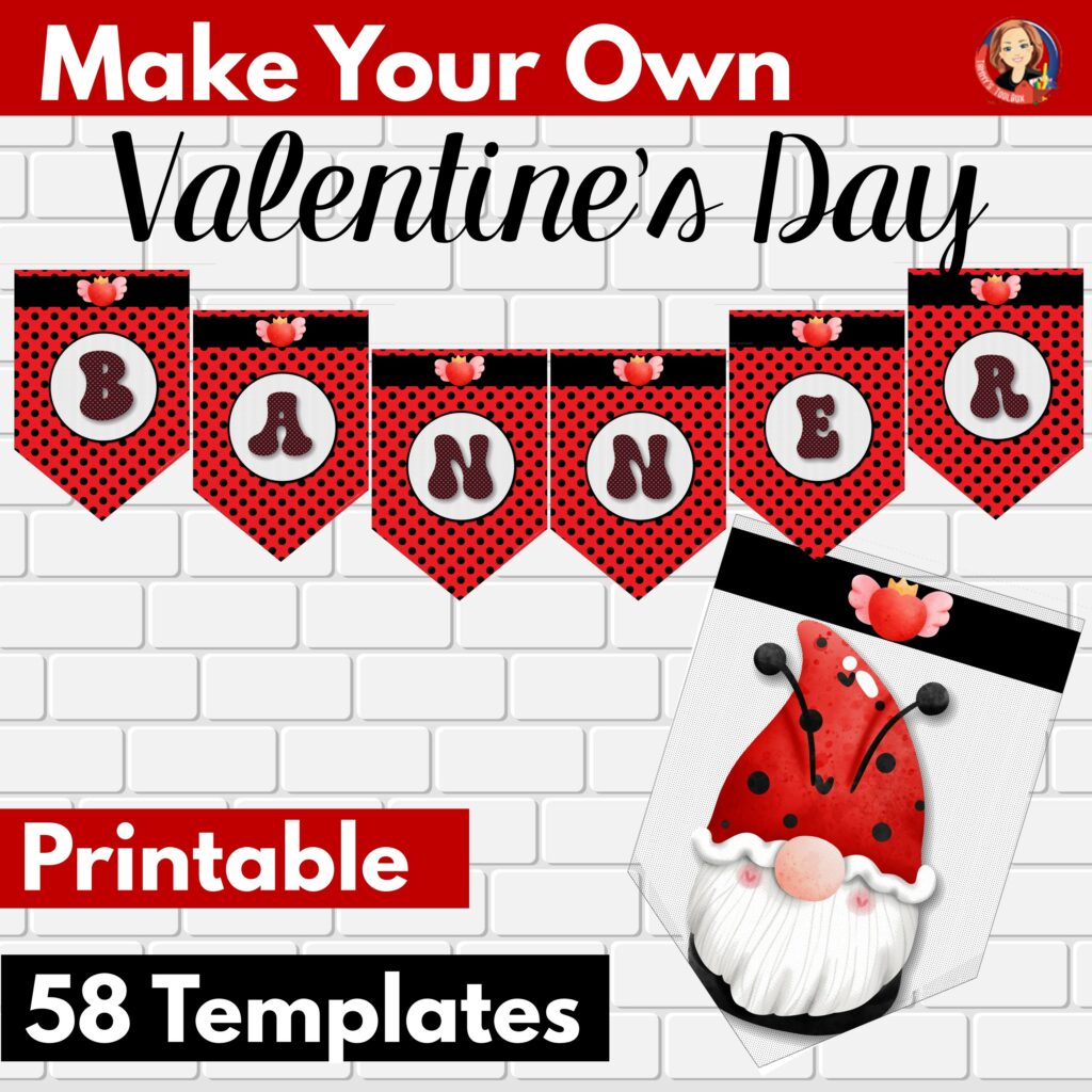Valentine's Day Bulletin Board Banner Pennants with Gnomes and Ladybugs ...