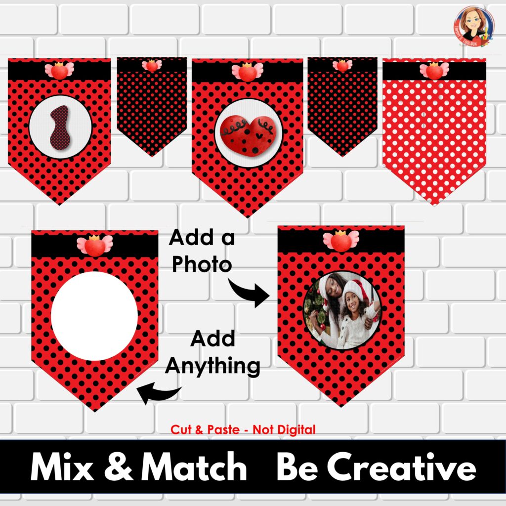 Valentine's Day Bulletin Board Banner Pennants with Gnomes and Ladybugs ...