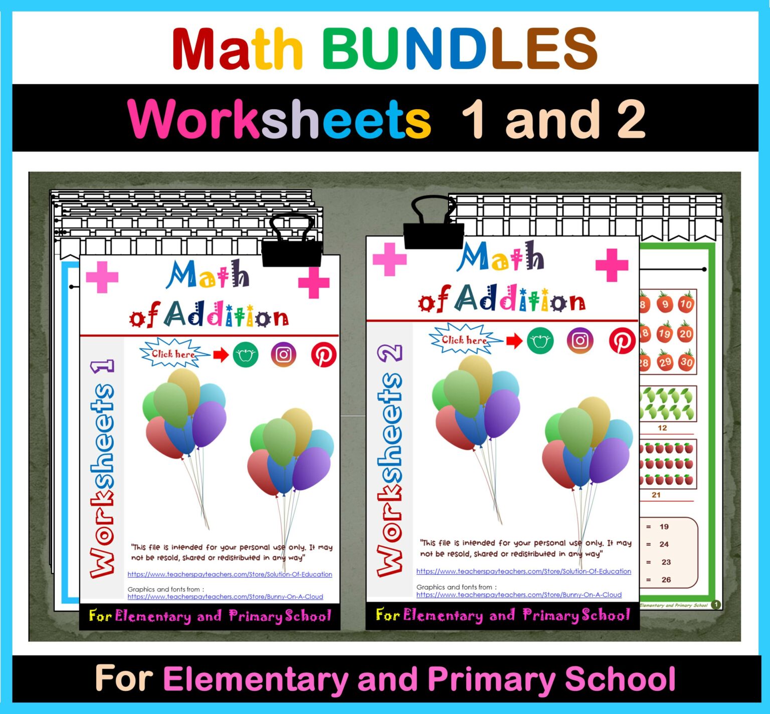 Math Addition Part 1 to 4 BUNDLES – Math Addition Worksheets – Addition ...
