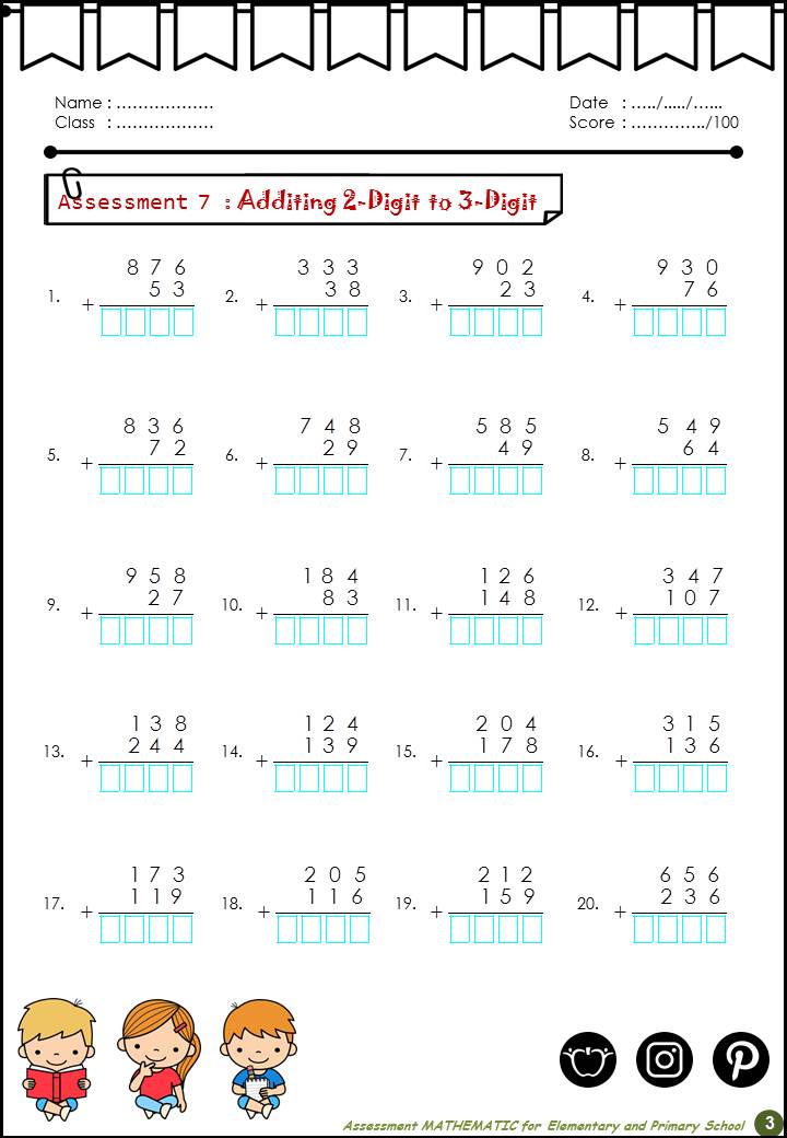 3 Digit Addition – Math Addition Worksheets – Addition Word Problems ...