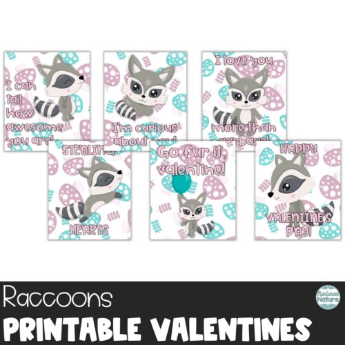 Raccoon Printable Valentine’s Day Cards for Students Class Exchange ...