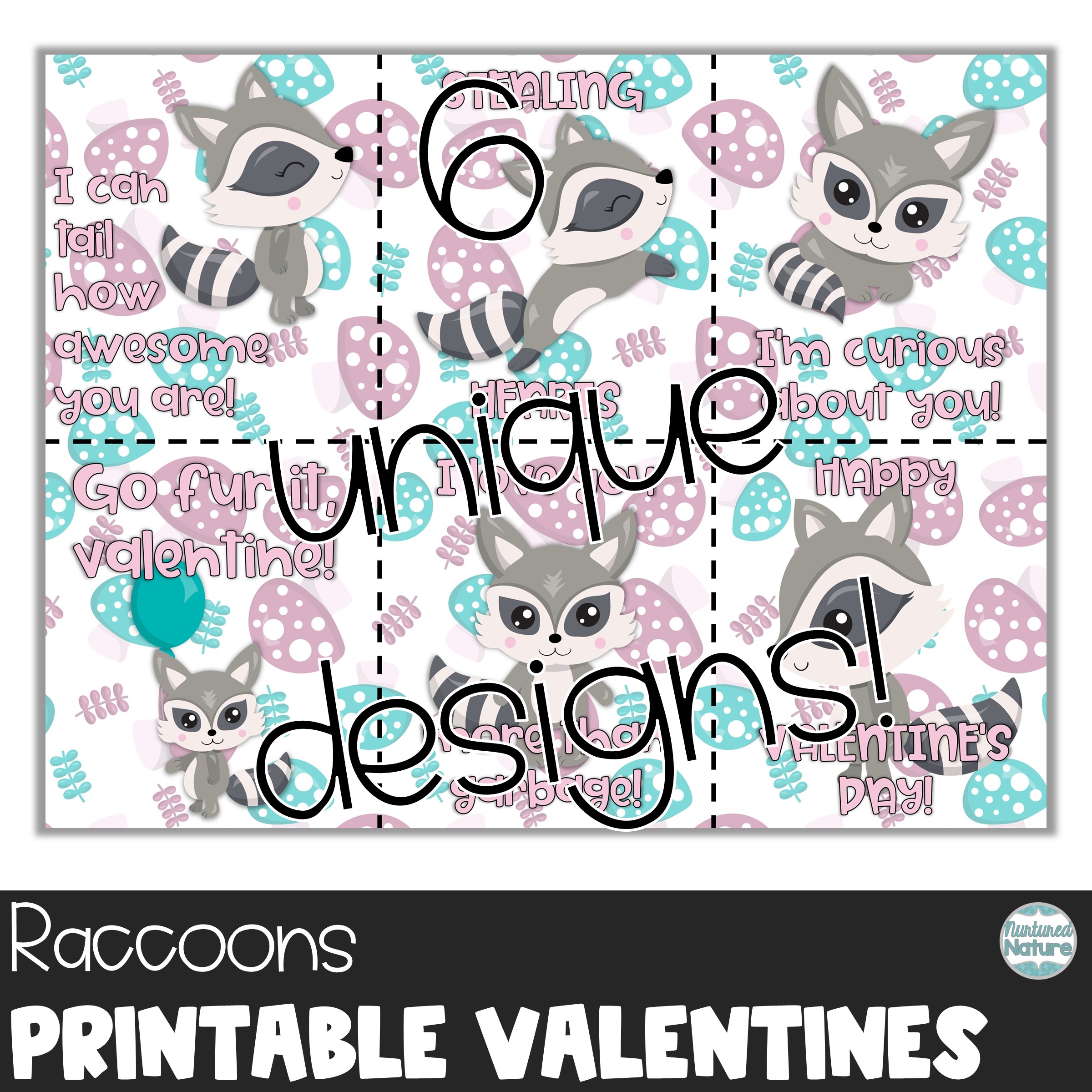 Raccoon Printable Valentine’s Day Cards for Students Class Exchange ...