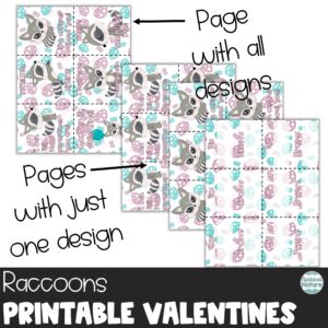 Raccoon Printable Valentine’s Day Cards for Students Class Exchange ...
