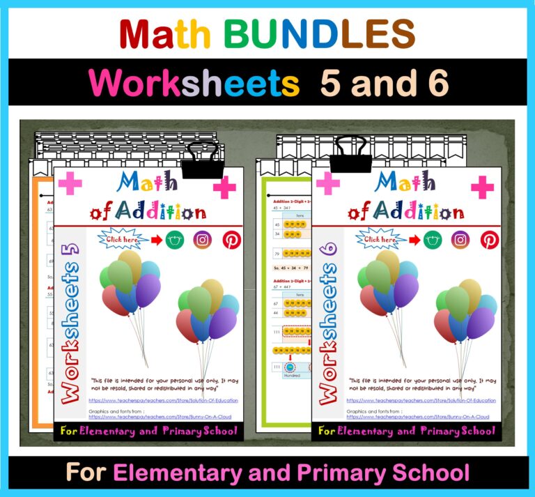 Math Addition Part 1 to 8 BUNDLES – Math Addition Worksheets – Addition ...