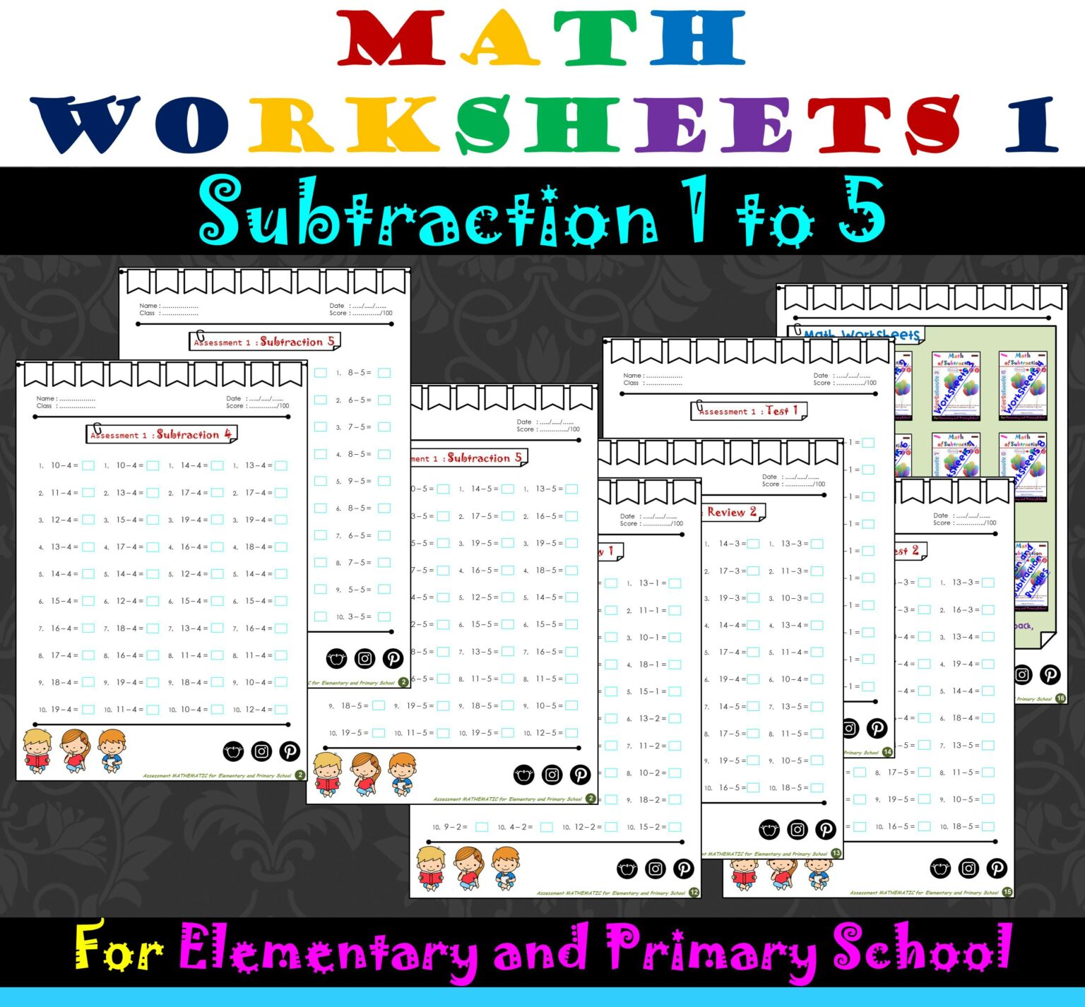 Subtraction With 1 to 5 – Math Subtraction Worksheets – Subtraction ...