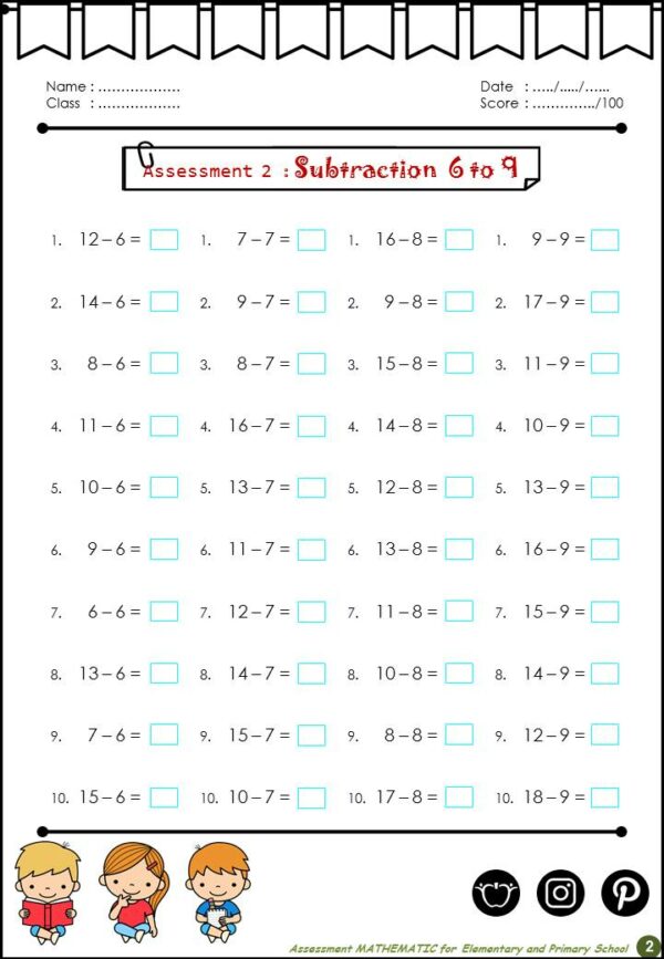Subtraction With 6 to 10 – Math Subtraction Worksheets – Subtraction ...