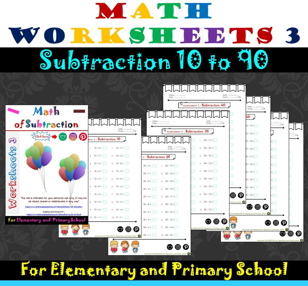 Math Subtraction Part 1 to 4 BUNDLES – Math Subtraction Worksheets ...