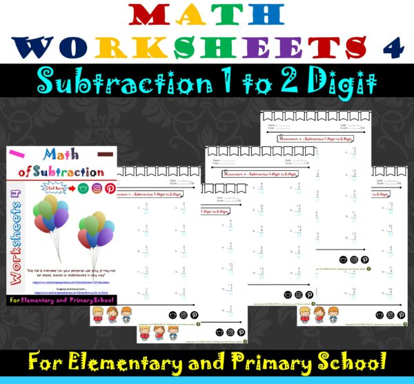 1-Digit Subtraction – Math Subtraction Worksheets – Subtraction Word ...