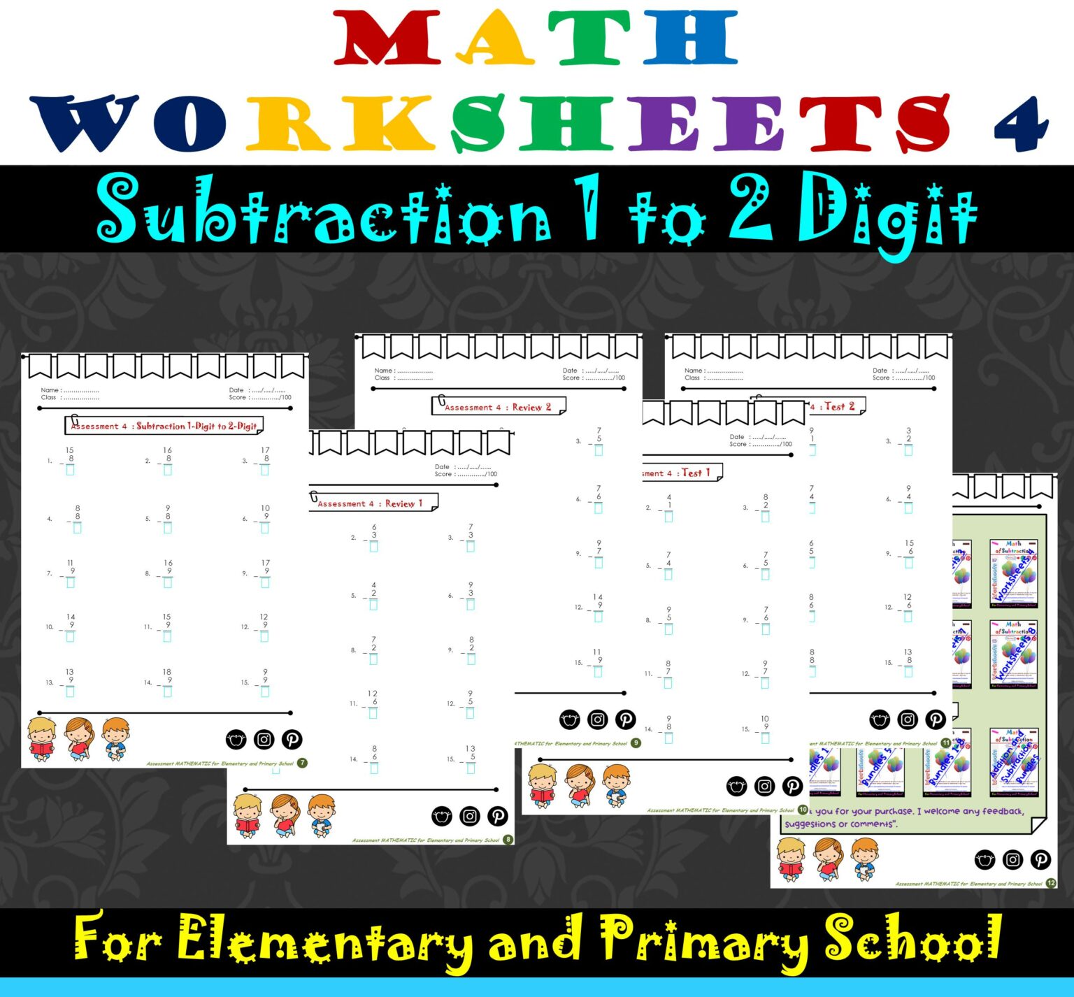 1-Digit Subtraction – Math Subtraction Worksheets – Subtraction Word ...