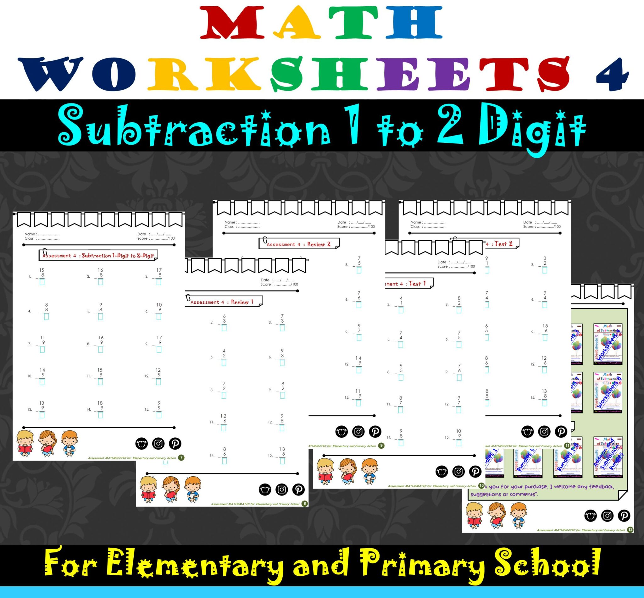 1-Digit Subtraction – Math Subtraction Worksheets – Subtraction Word ...