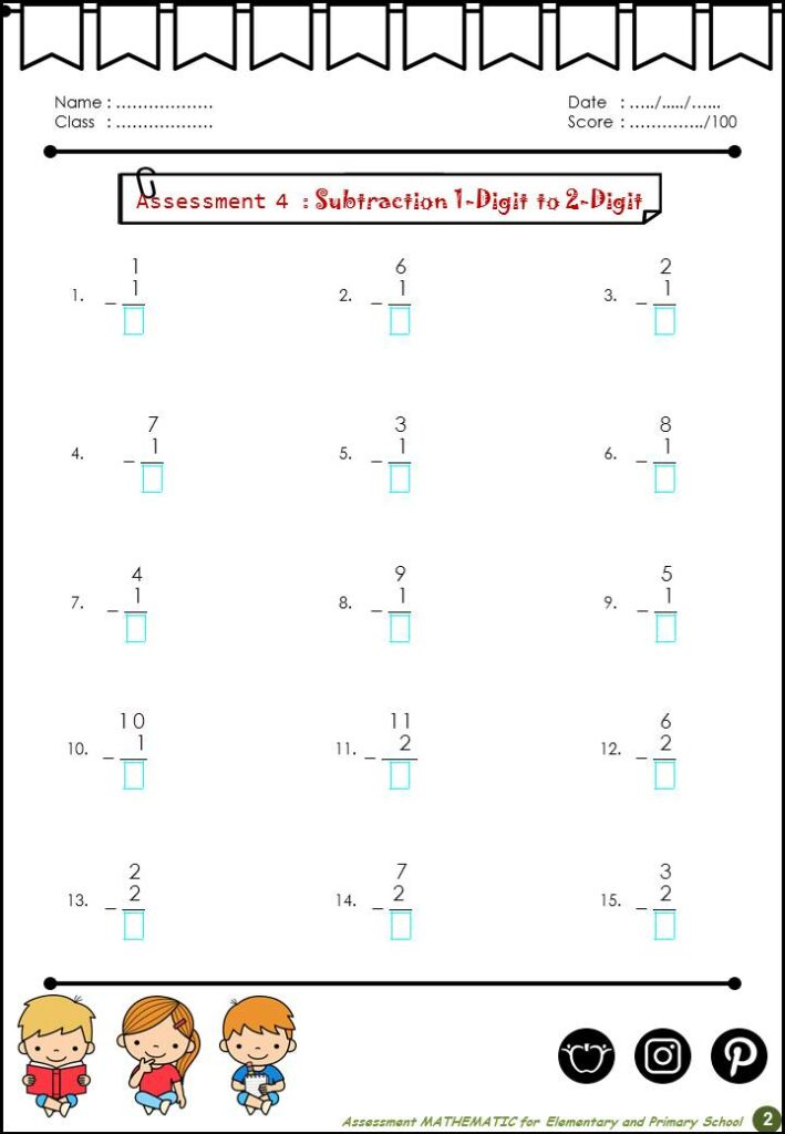 1-Digit Subtraction – Math Subtraction Worksheets – Subtraction Word ...