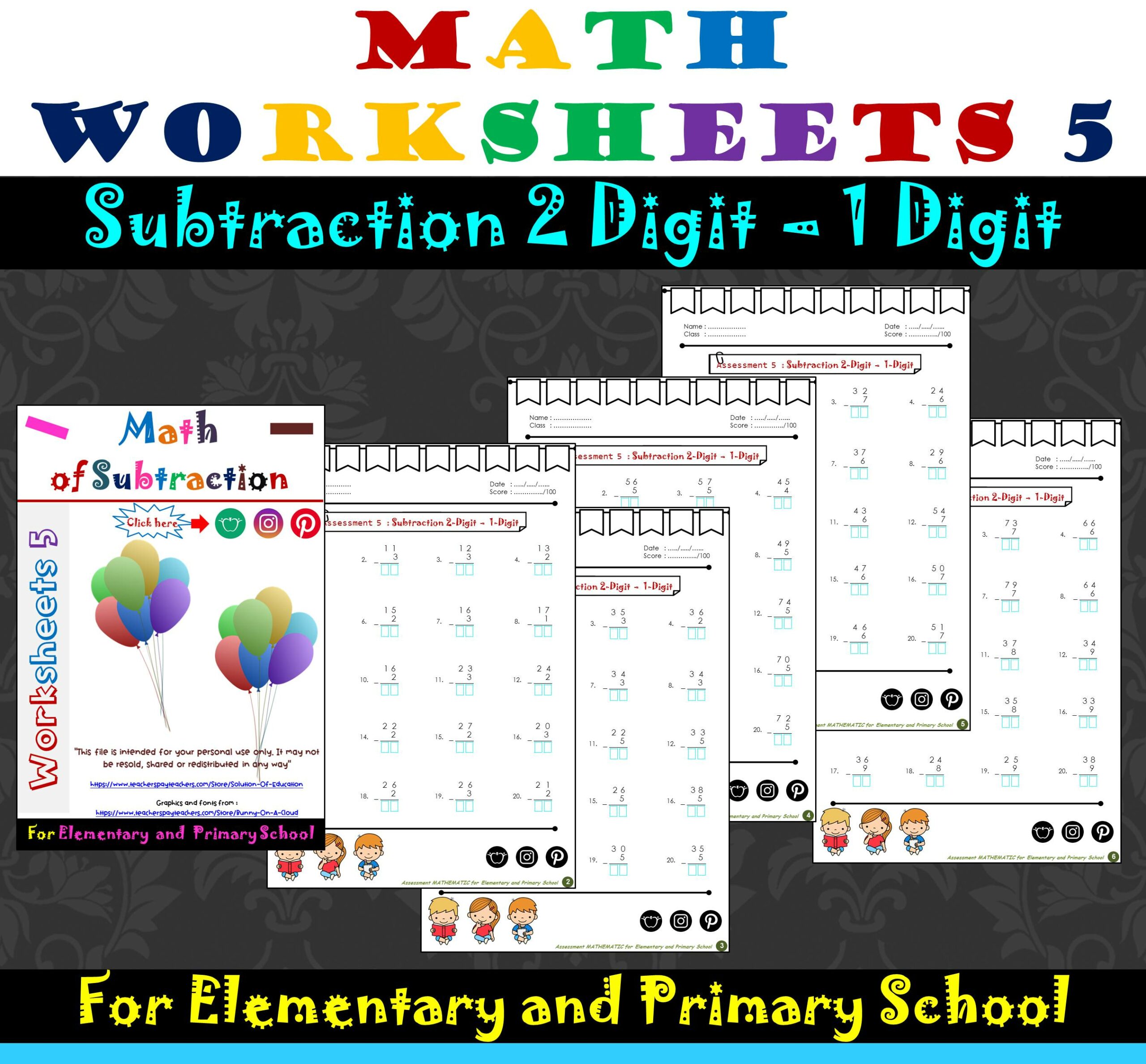 2-Digit Subtraction – Math Subtraction Worksheets – Subtraction Word ...