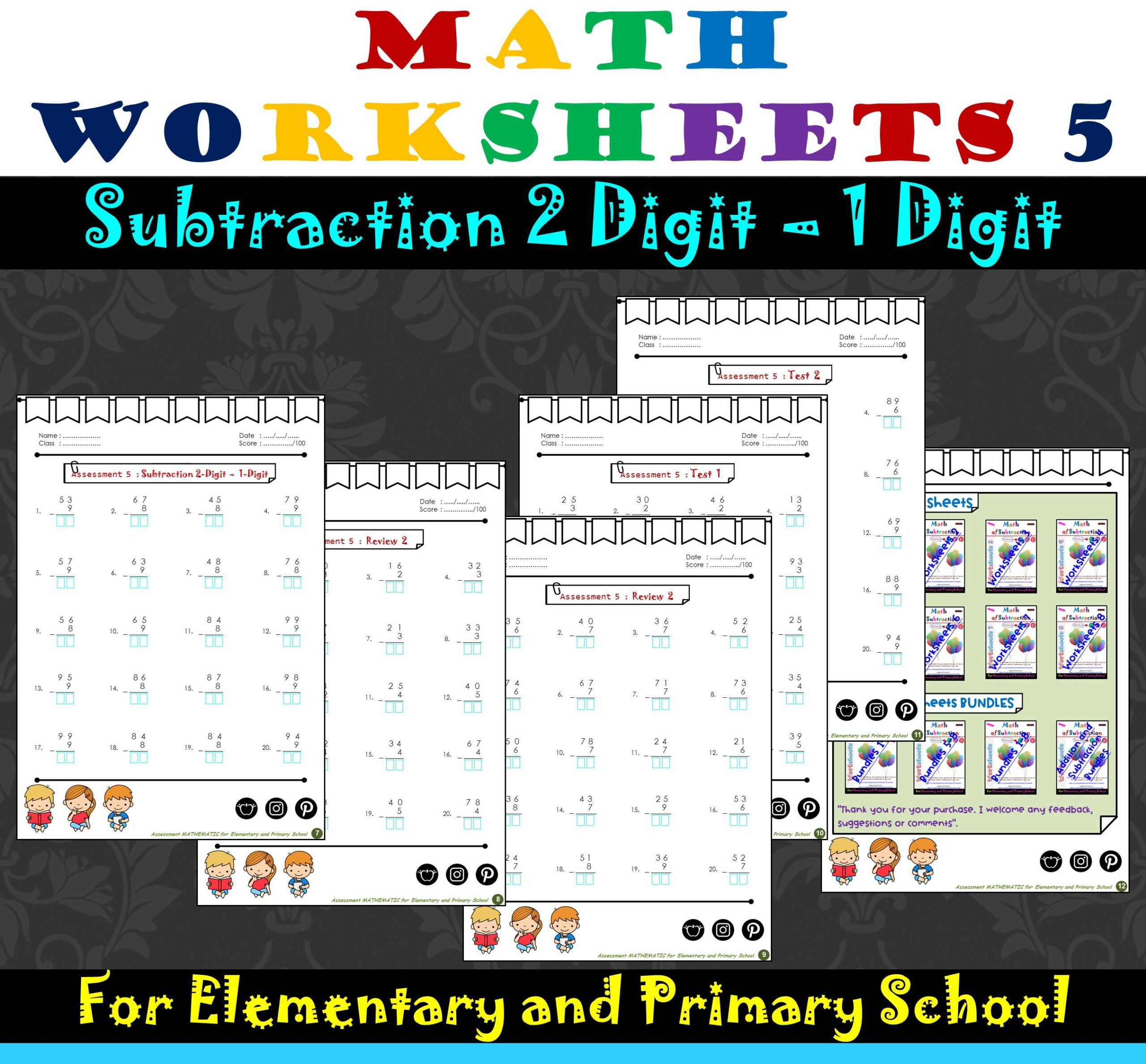 2-Digit Subtraction – Math Subtraction Worksheets – Subtraction Word ...