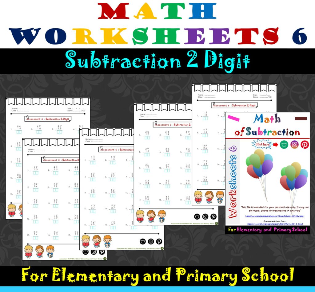 Math Subtraction Part 1 to 8 BUNDLES – Math Subtraction Worksheets ...