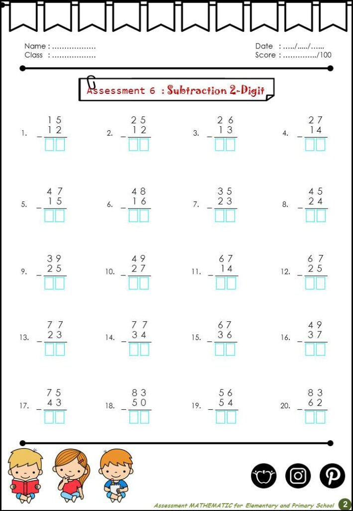 2 to 3-Digit Subtraction – Math Subtraction Worksheets – Subtraction ...