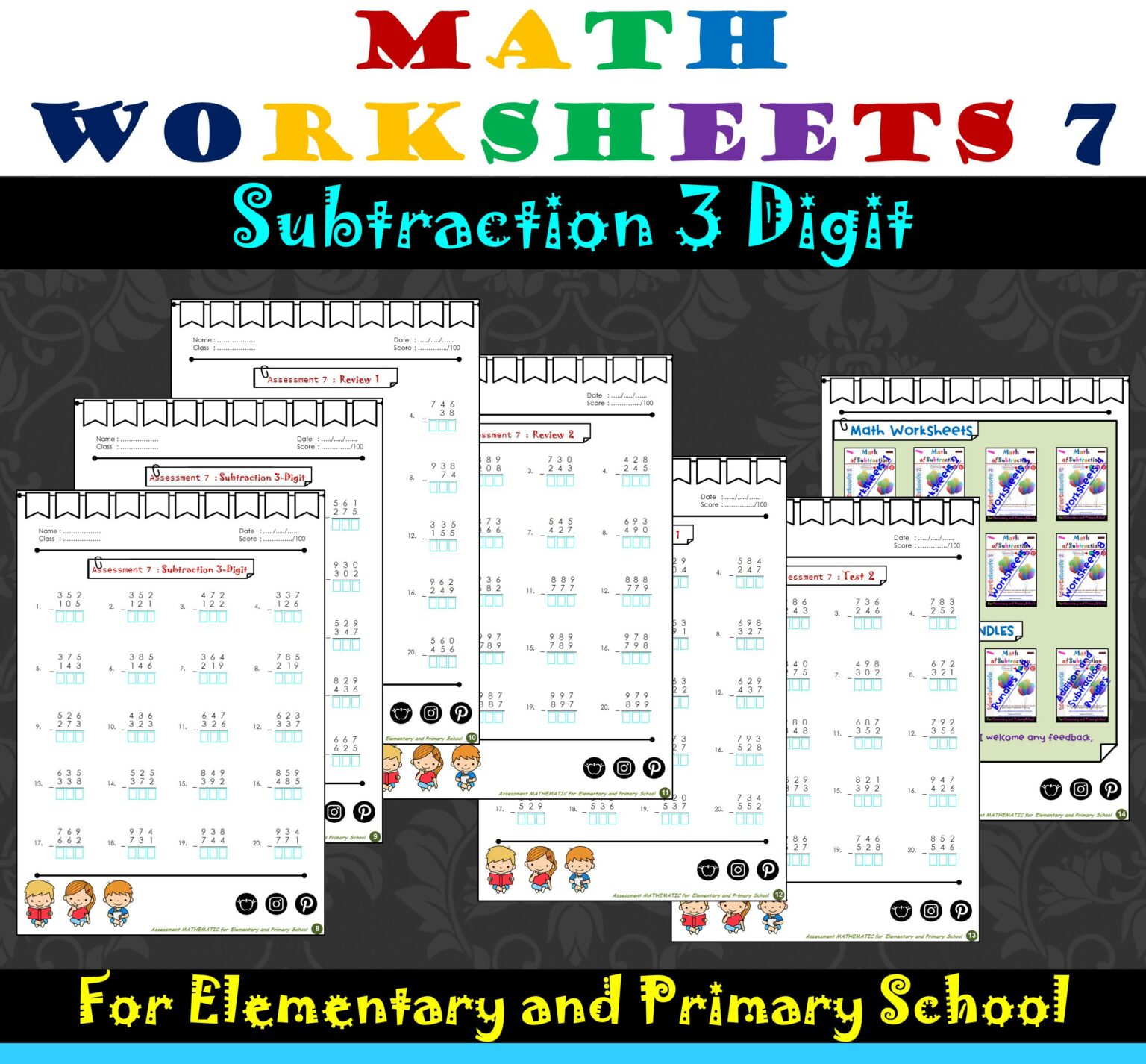 3-Digit Subtraction – Math Subtraction Worksheets – Subtraction Word ...