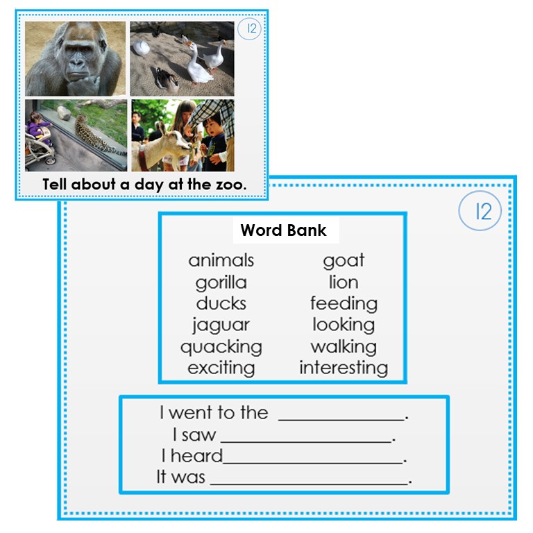 Narrative Picture Prompt Writing Task Cards | Sentence Writing | Made ...