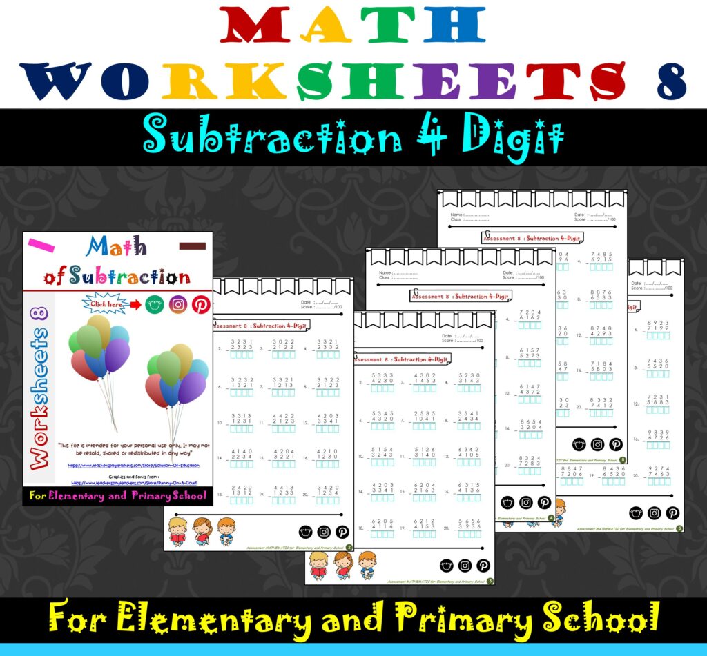 4-Digit Subtraction – Math Subtraction Worksheets – Subtraction Word ...