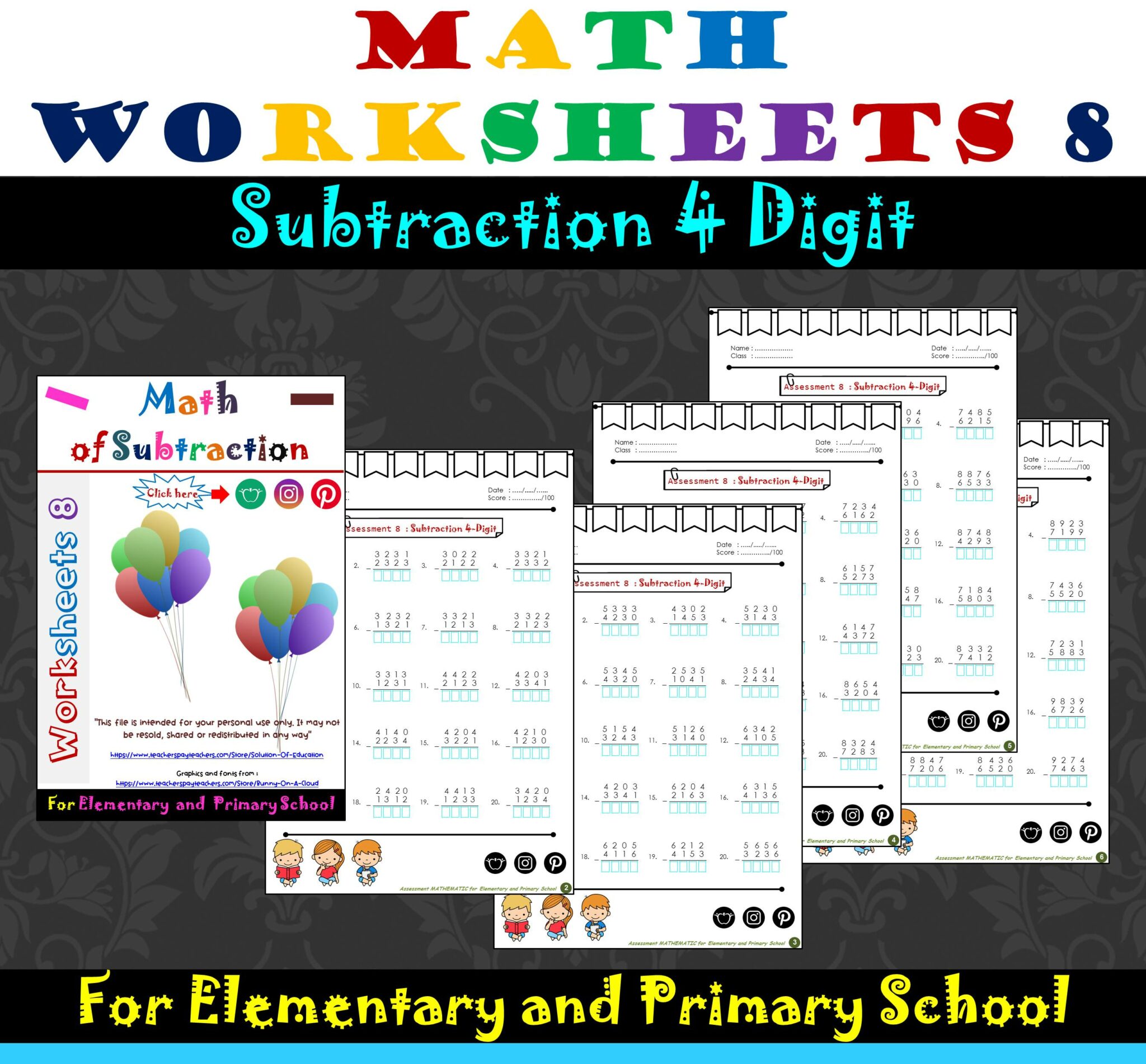 4-Digit Subtraction – Math Subtraction Worksheets – Subtraction Word ...