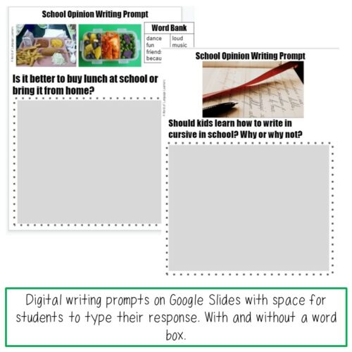 Digital School Opinion Picture Writing Prompts | Made By Teachers