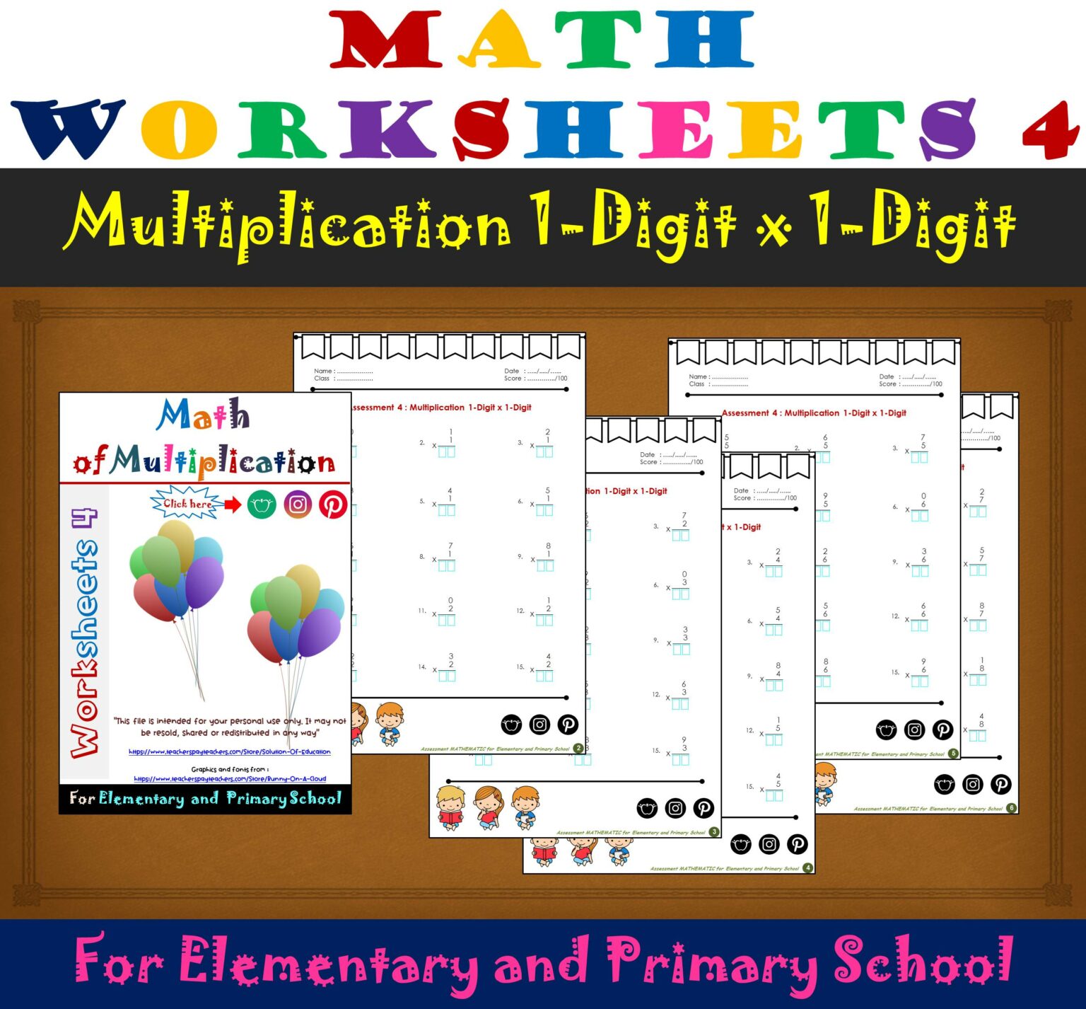 Math Multiplication Part 1 to 8 BUNDLES – Multiplication Worksheets ...