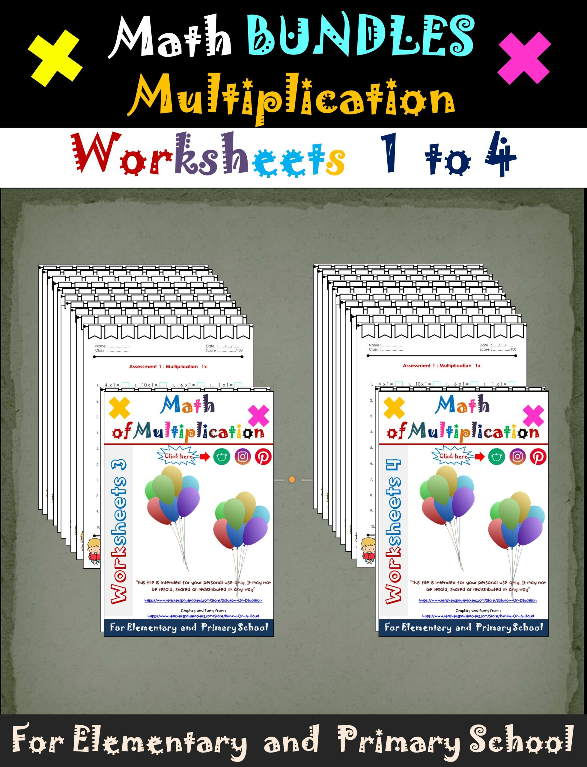 Math Multiplication Part 1 to 4 BUNDLES – Multiplication Worksheets ...