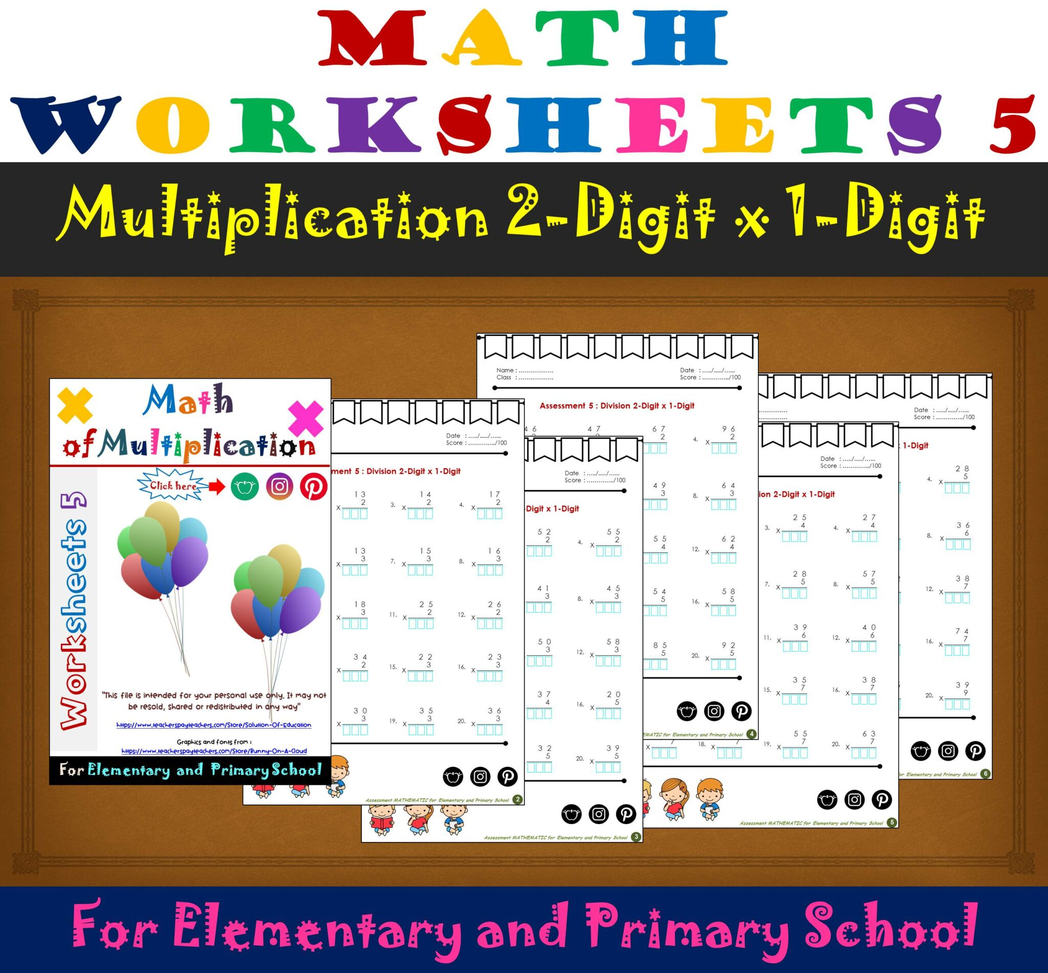 Math Multiplication Part 1 to 8 BUNDLES – Multiplication Worksheets ...