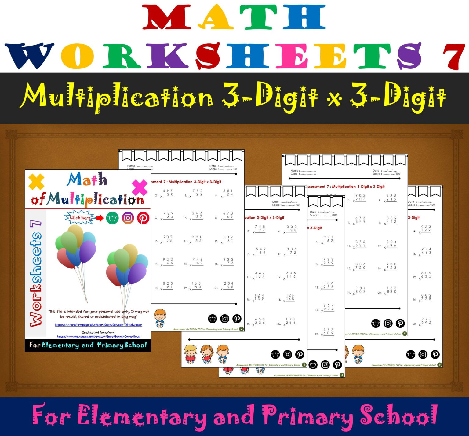 Math Multiplication Part 1 to 8 BUNDLES – Multiplication Worksheets ...