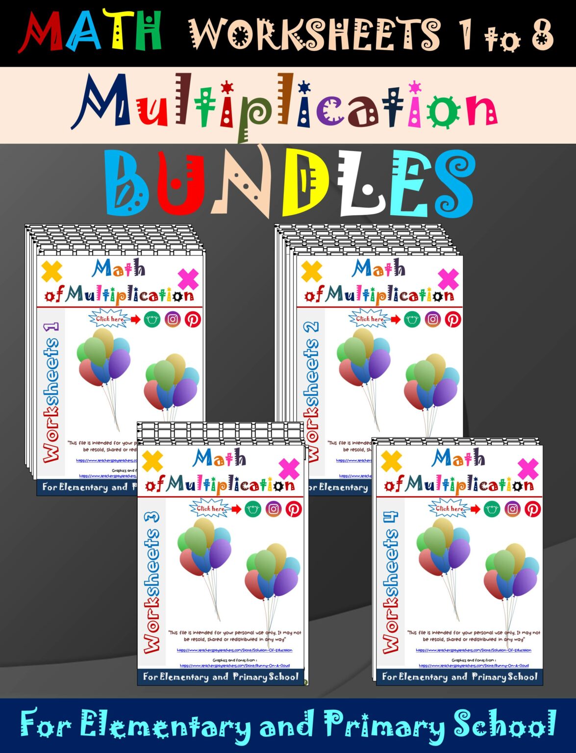 Math Multiplication Part 1 to 8 BUNDLES – Multiplication Worksheets ...