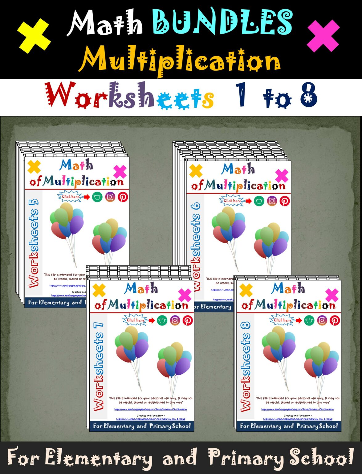 Math Multiplication Part 1 to 8 BUNDLES – Multiplication Worksheets ...