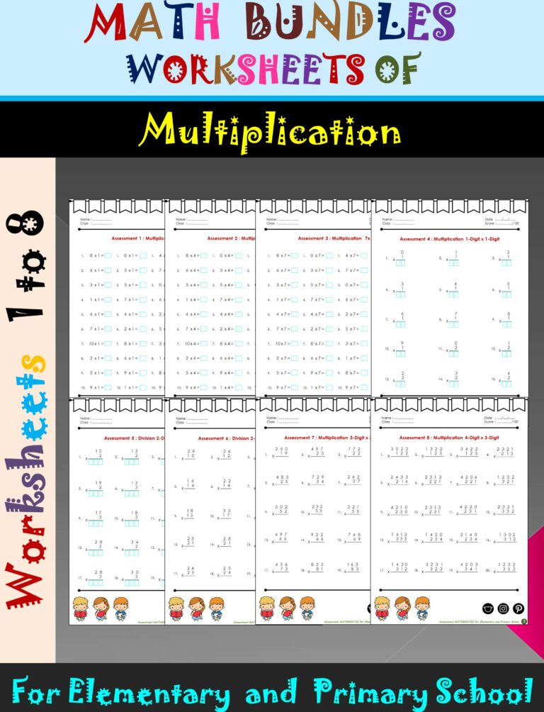 Math Multiplication Part 1 to 8 BUNDLES – Multiplication Worksheets ...