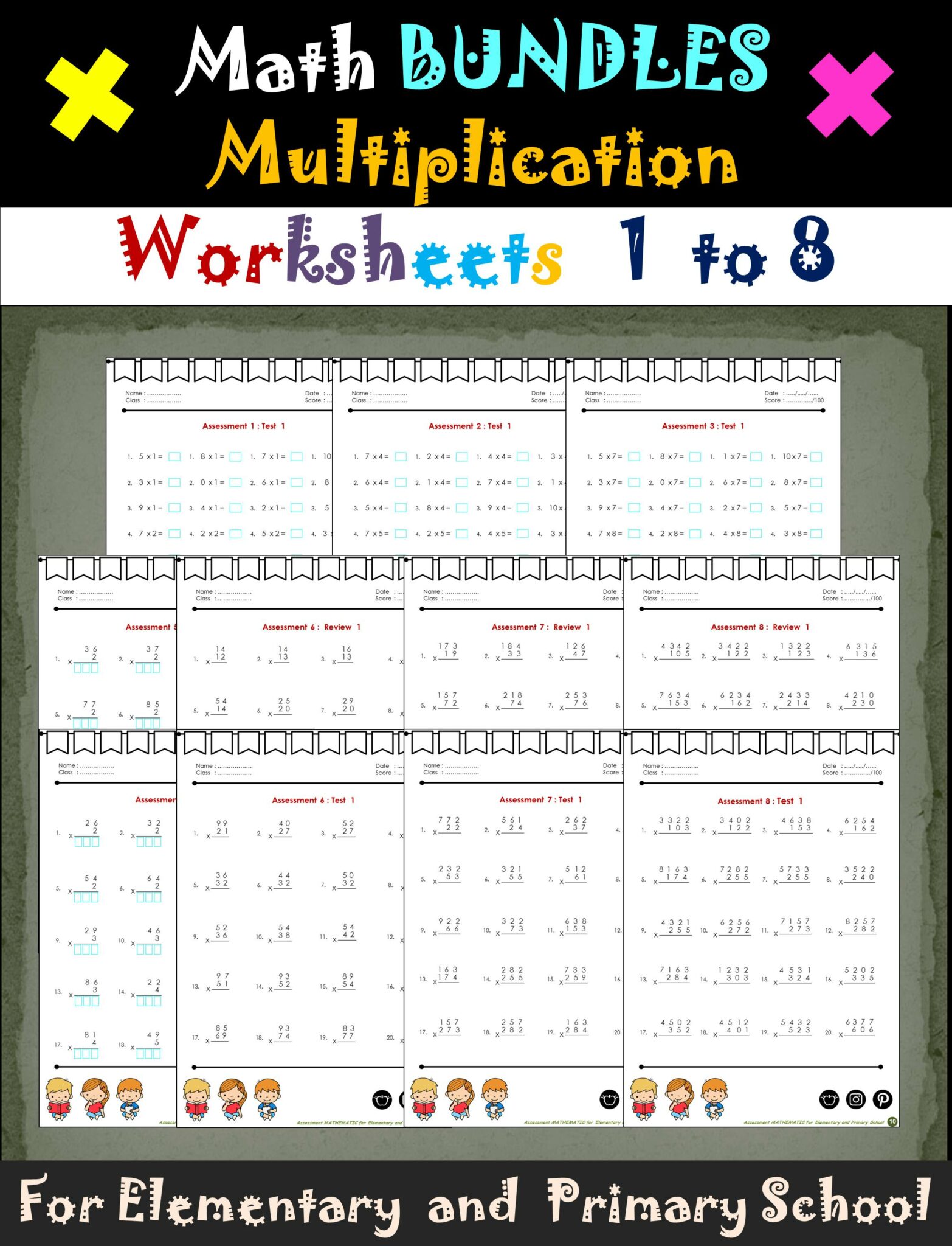 Math Multiplication Part 1 to 8 BUNDLES – Multiplication Worksheets ...
