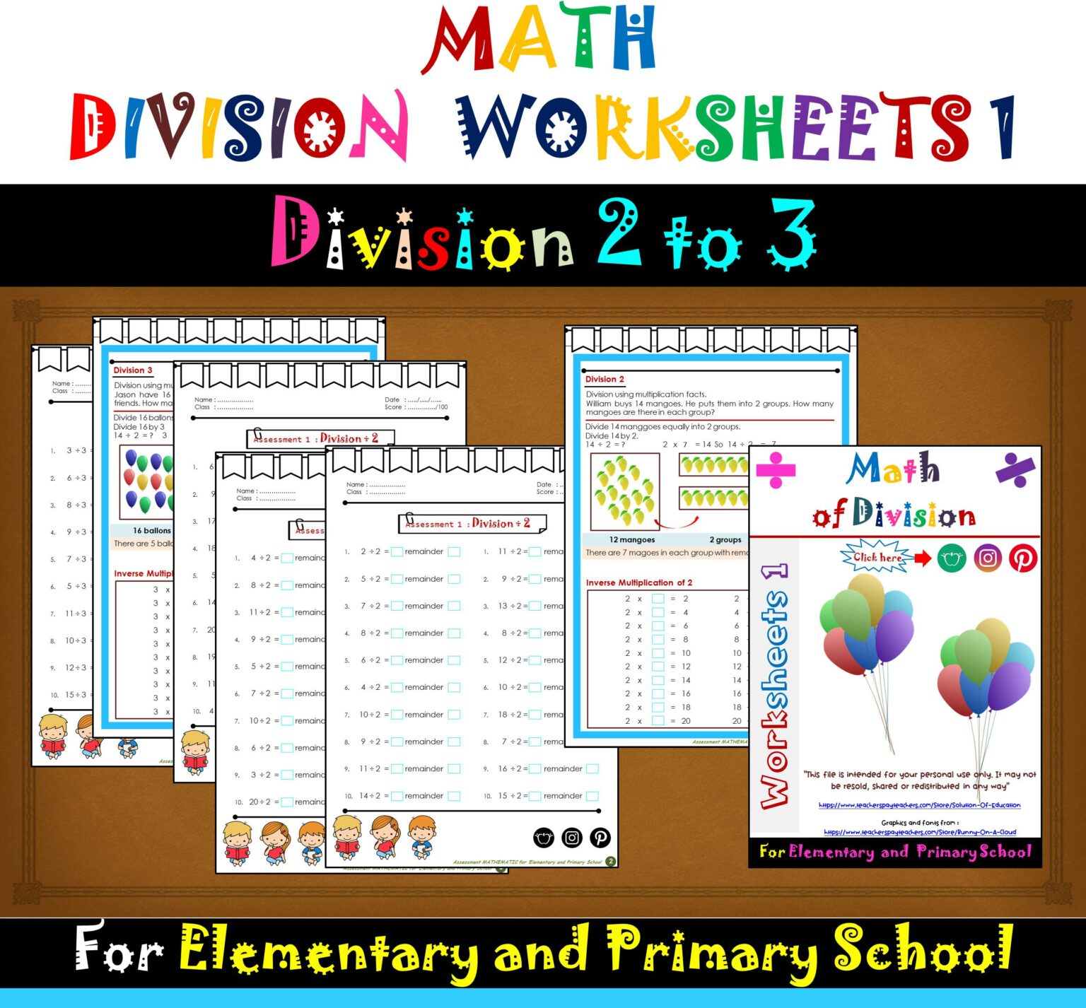 Math Division Part 1 to 4 BUNDLES – Division Worksheets – Division Word ...