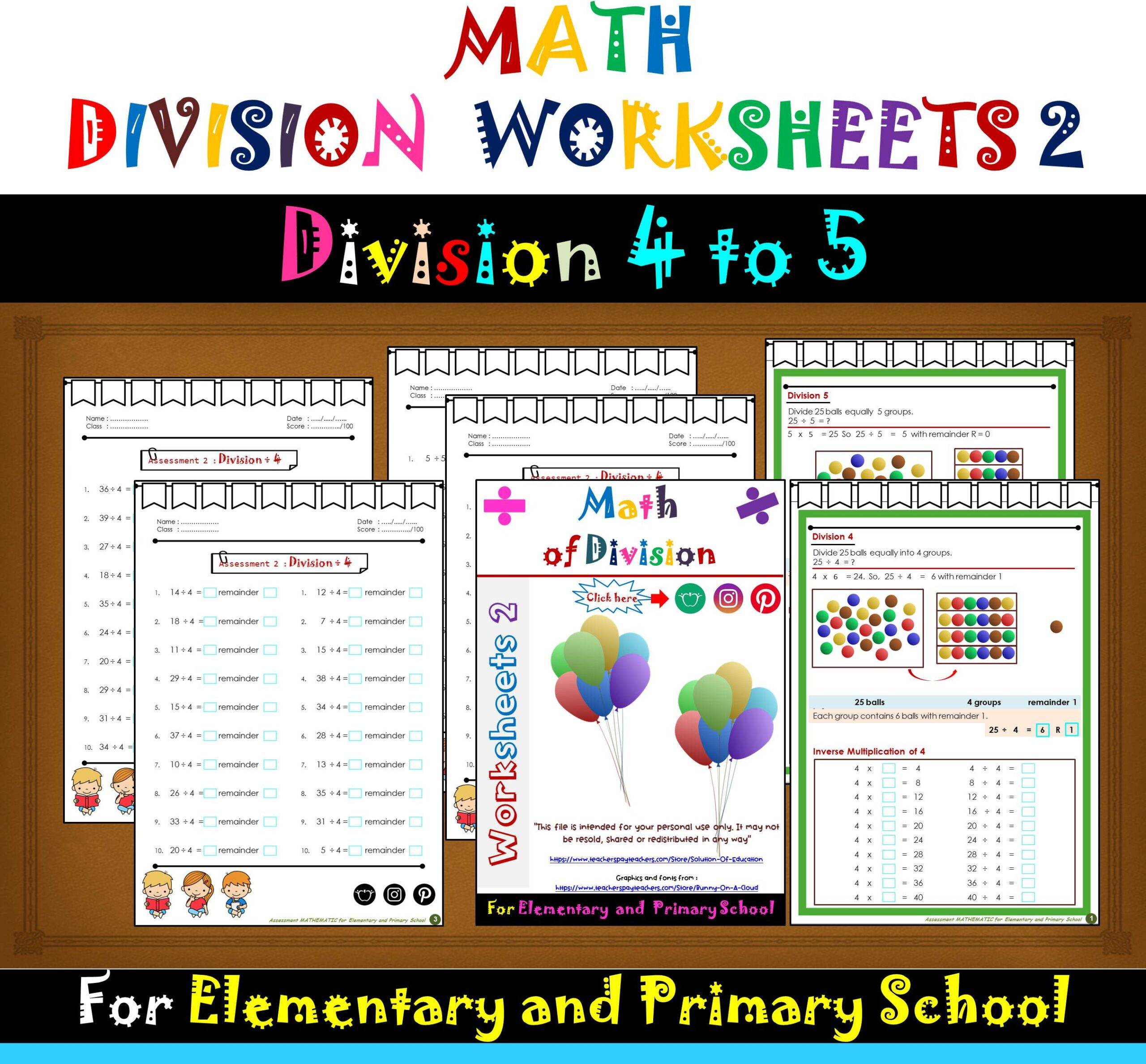 Division 4 and 5 – Math Division Worksheets – Division Word Problems ...