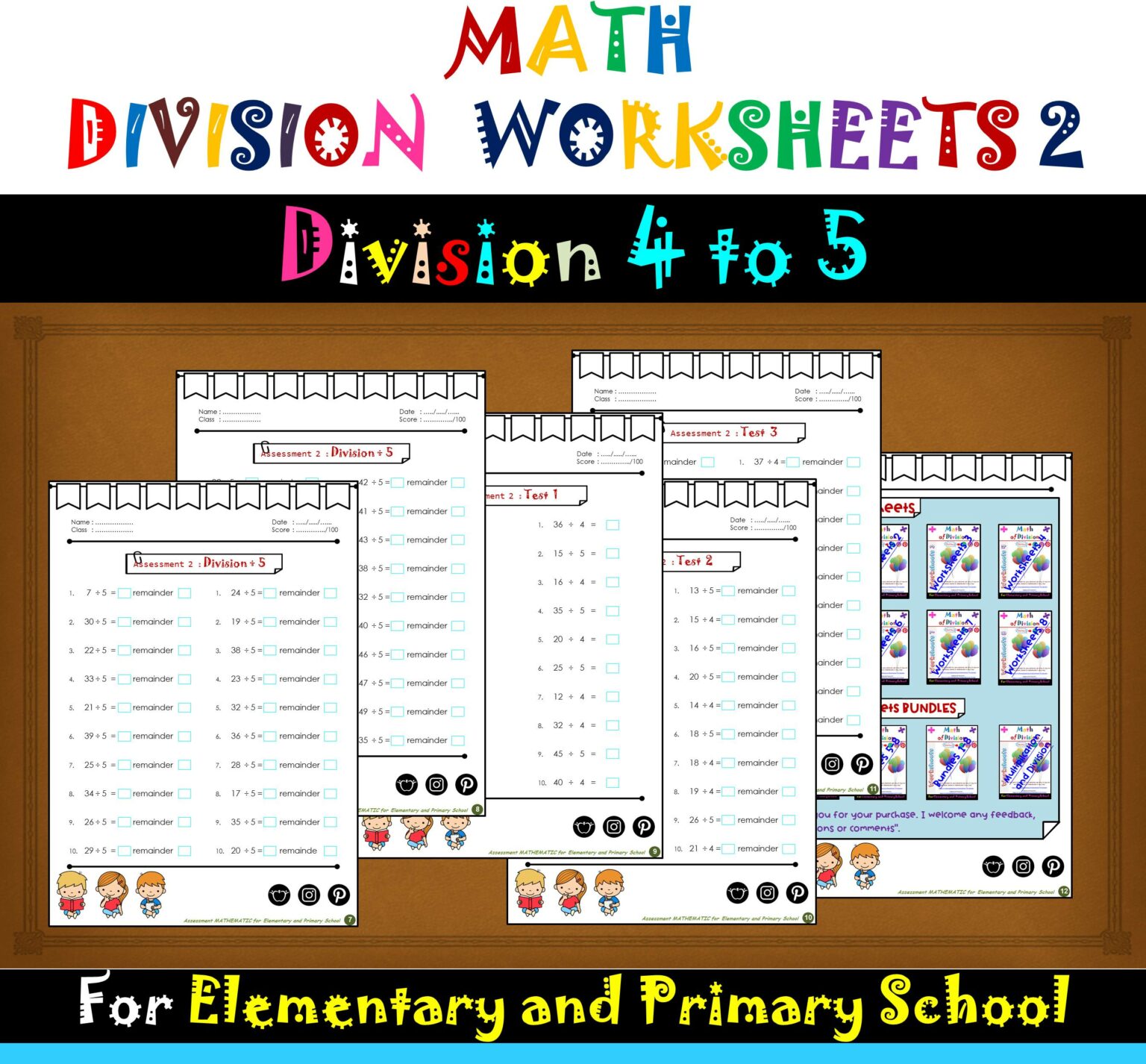 Division 4 and 5 – Math Division Worksheets – Division Word Problems ...