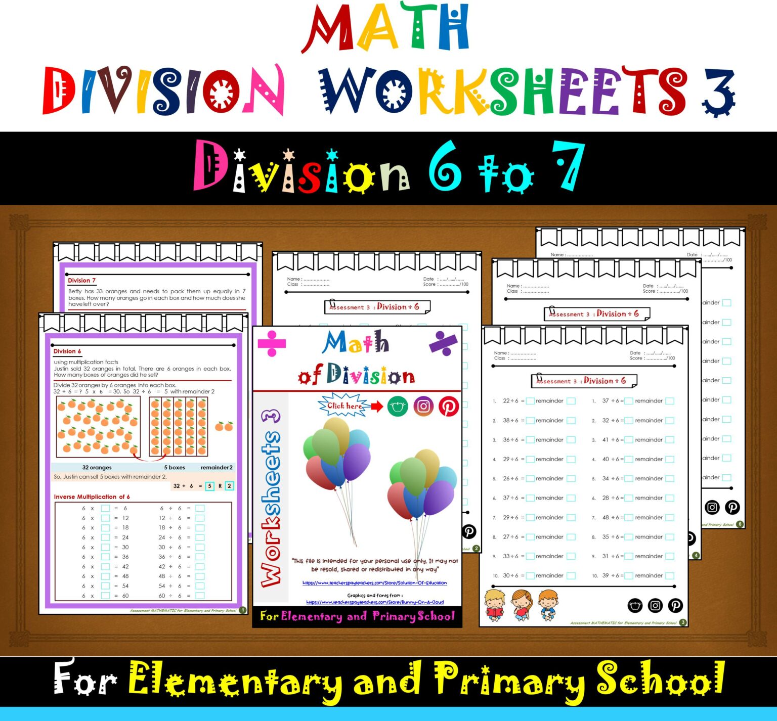 Math Division Part 1 to 4 BUNDLES – Division Worksheets – Division Word ...