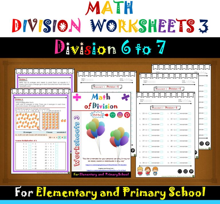 Math Division Part 1 to 8 BUNDLES – Division Worksheets – Division Word ...