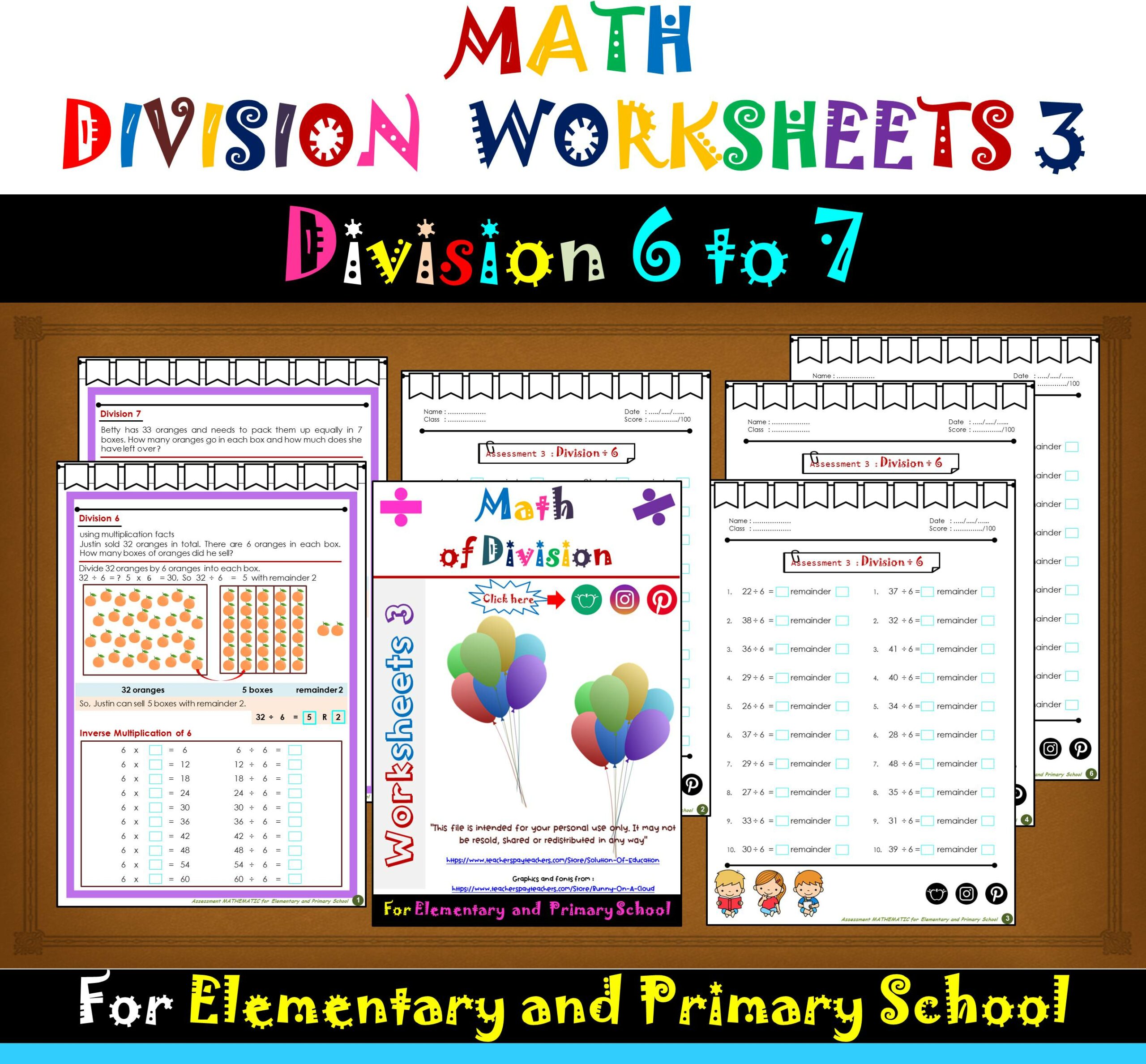 Division 6 and 7 – Math Division Worksheets – Division Word Problems ...