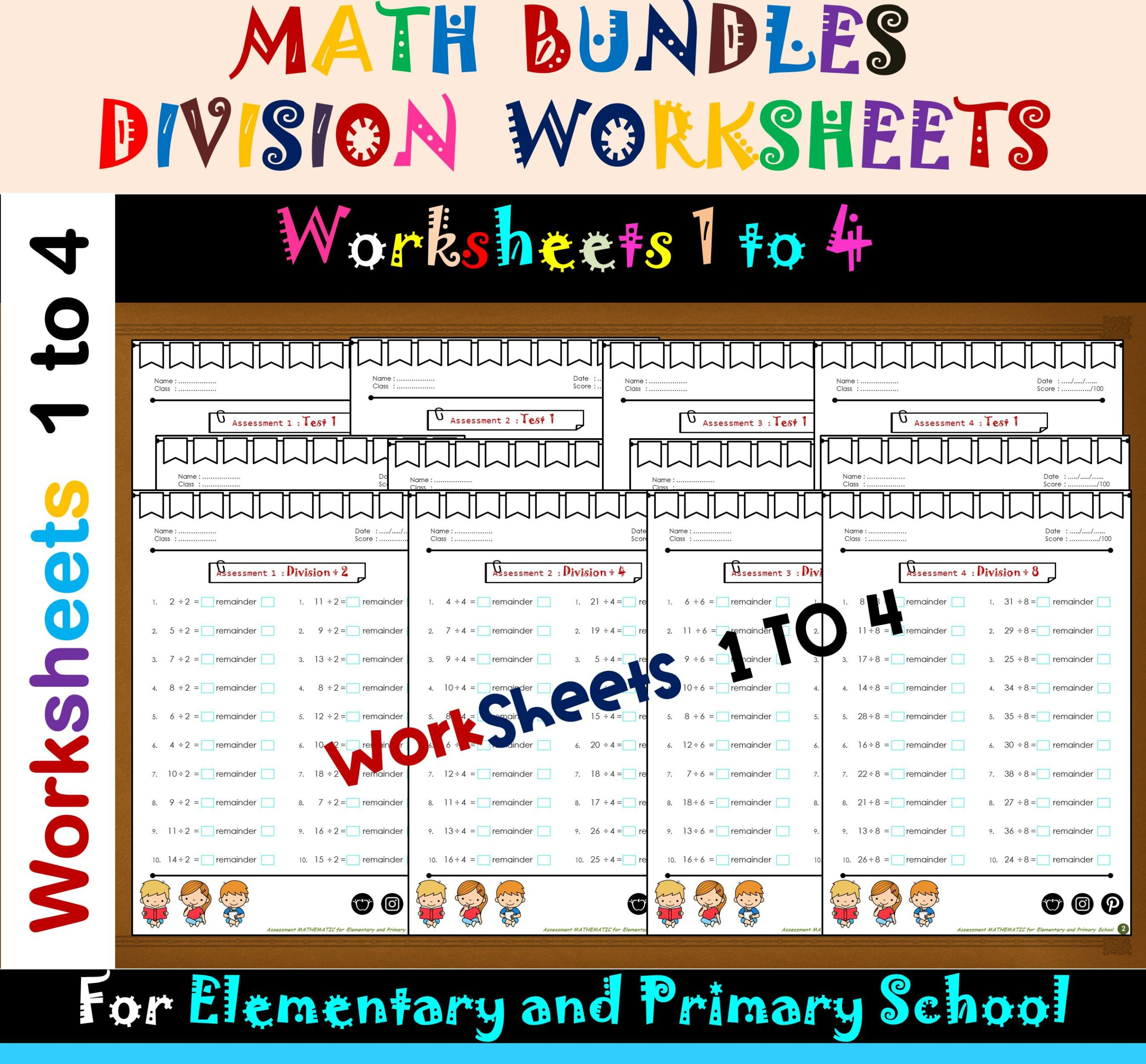 Math Division Part 1 to 4 BUNDLES – Division Worksheets – Division Word ...