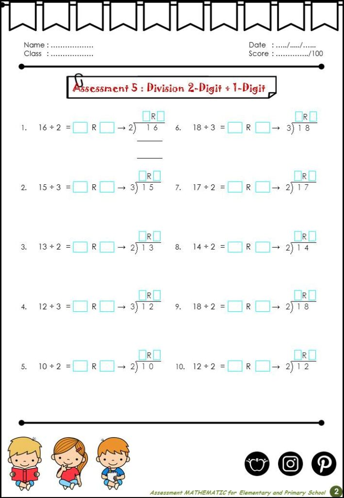 2-Digit ÷1-Digit – Math Division Worksheets – Division Word Problems ...