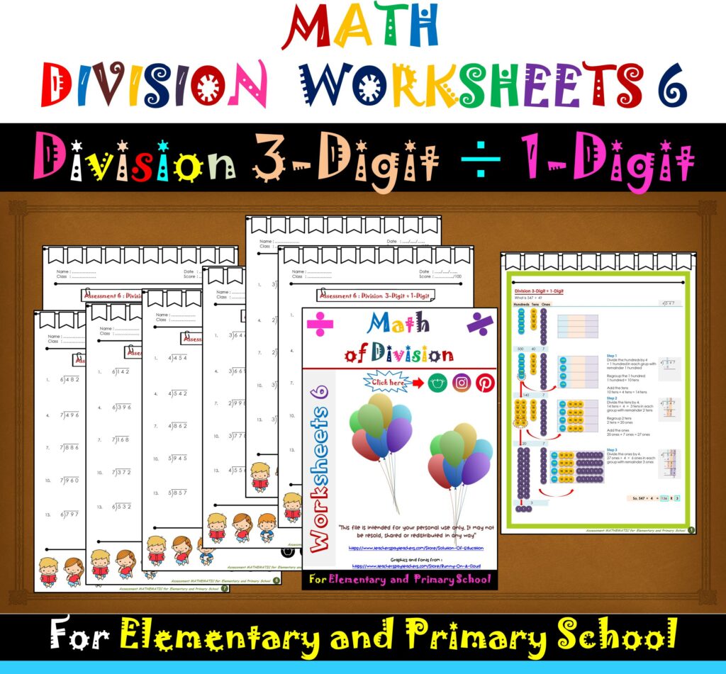 Math Division Part 5 to 8 BUNDLES – Division Worksheets – Division Word ...