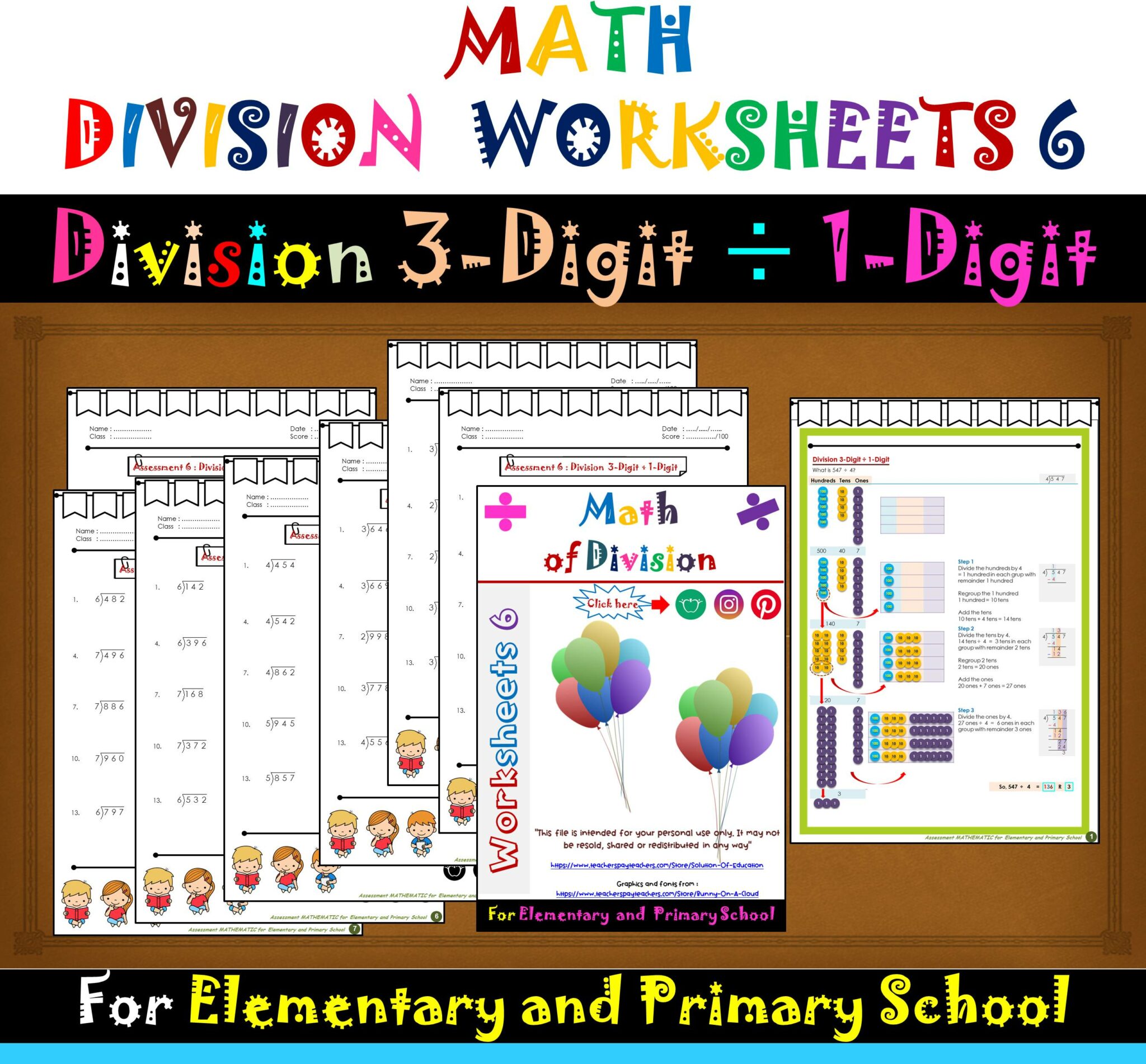 Math Division Part 5 to 8 BUNDLES – Division Worksheets – Division Word ...