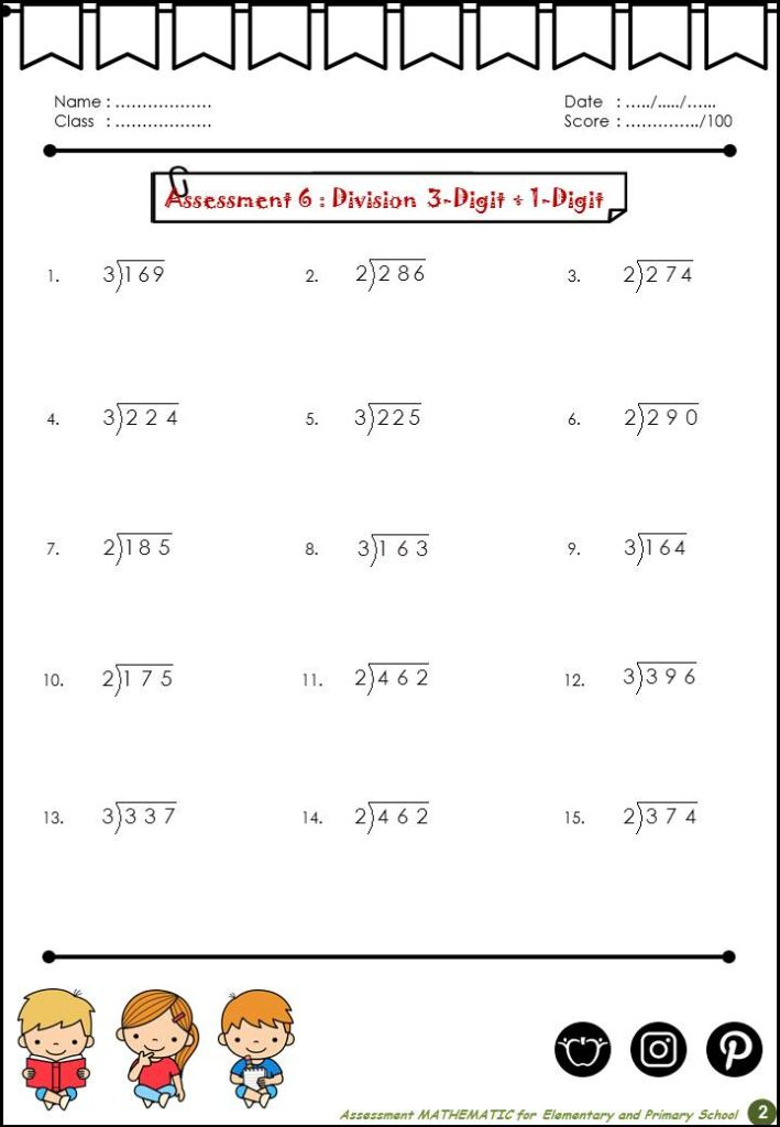 3-Digit ÷1-Digit – Math Division Worksheets – Division Word Problems ...