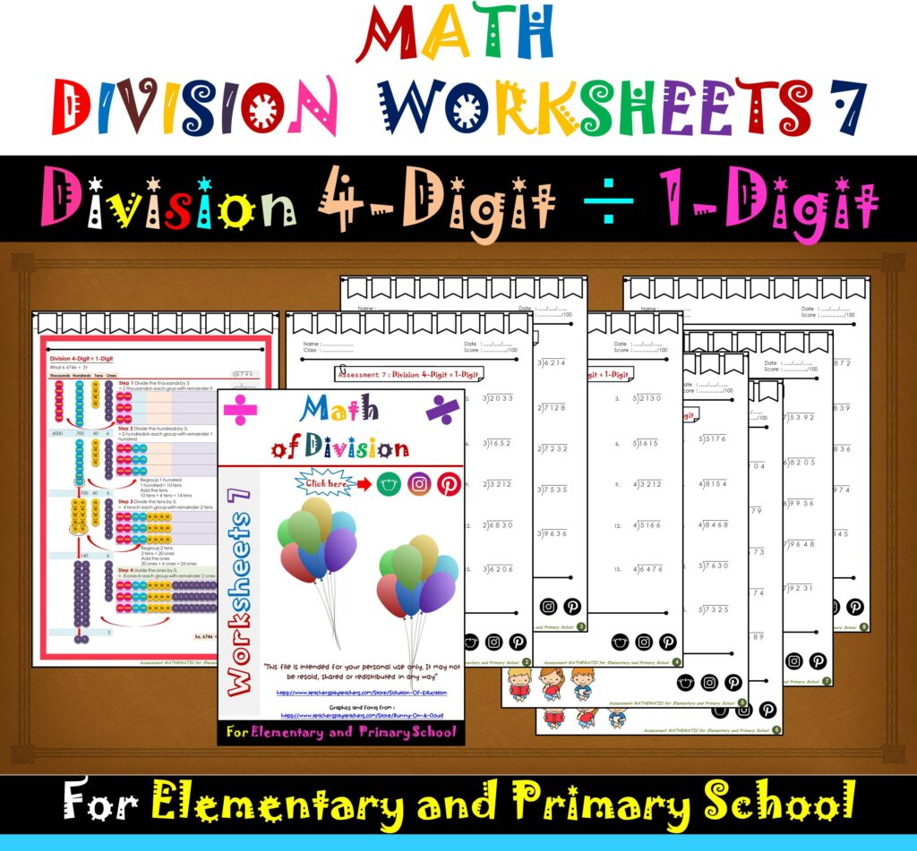 4-Digit ÷1-Digit – Math Division Worksheets – Division Word Problems ...