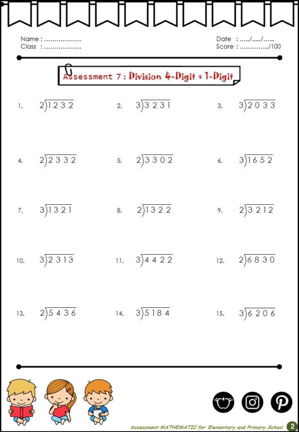 4-Digit ÷1-Digit – Math Division Worksheets – Division Word Problems ...